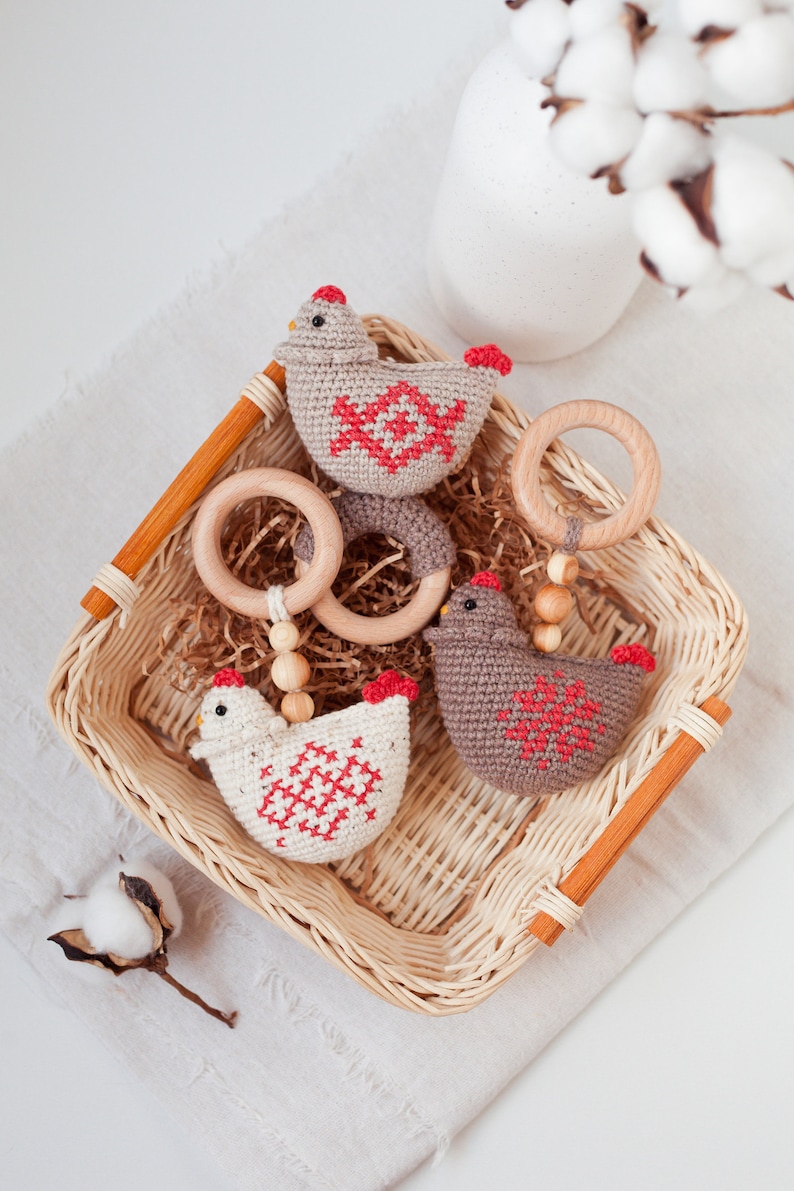 Chicken Baby Rattle Crochet Pattern PDF, Slavic Heritage Embroidery Toy ...