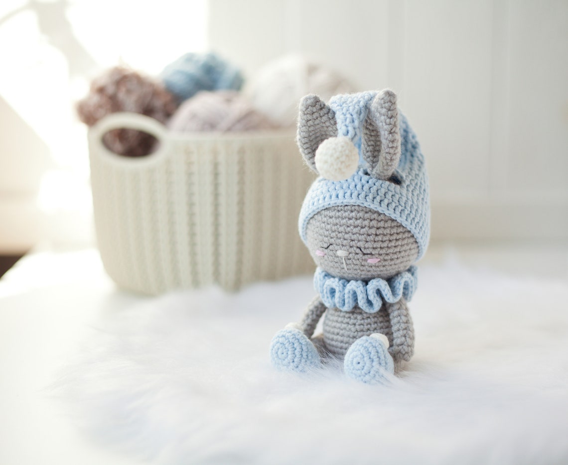 Sleeping Bunny Crochet Pattern English PDF Easter Rabbit With - Etsy