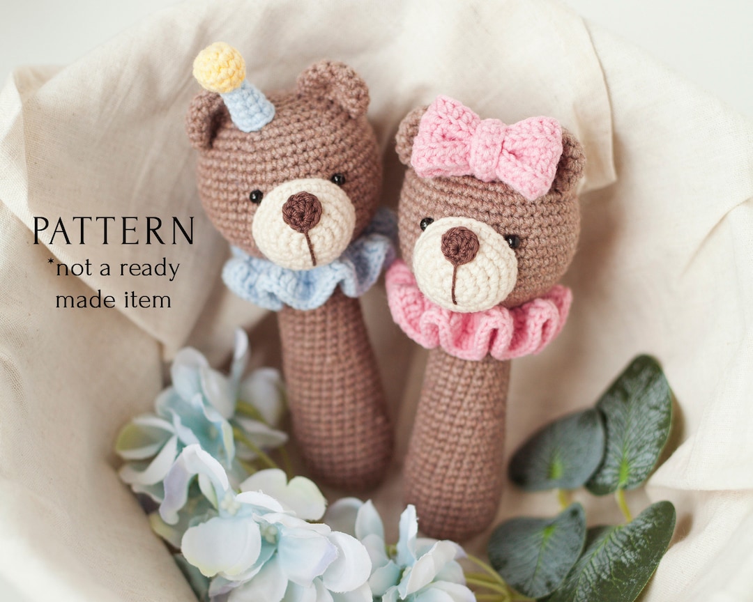 Bear Soft Rattle Crochet PDF Pattern, New Baby Gift, Twins First Toy ...