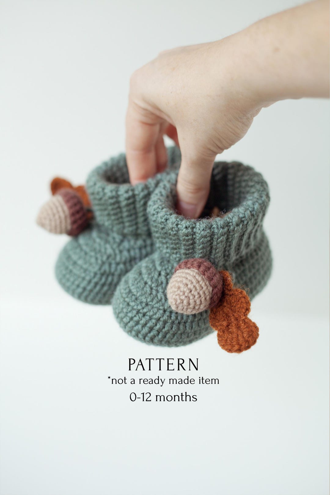 Acorn Baby Booties Crochet Pattern 0-12 Months, Autumn Fall Newborn ...