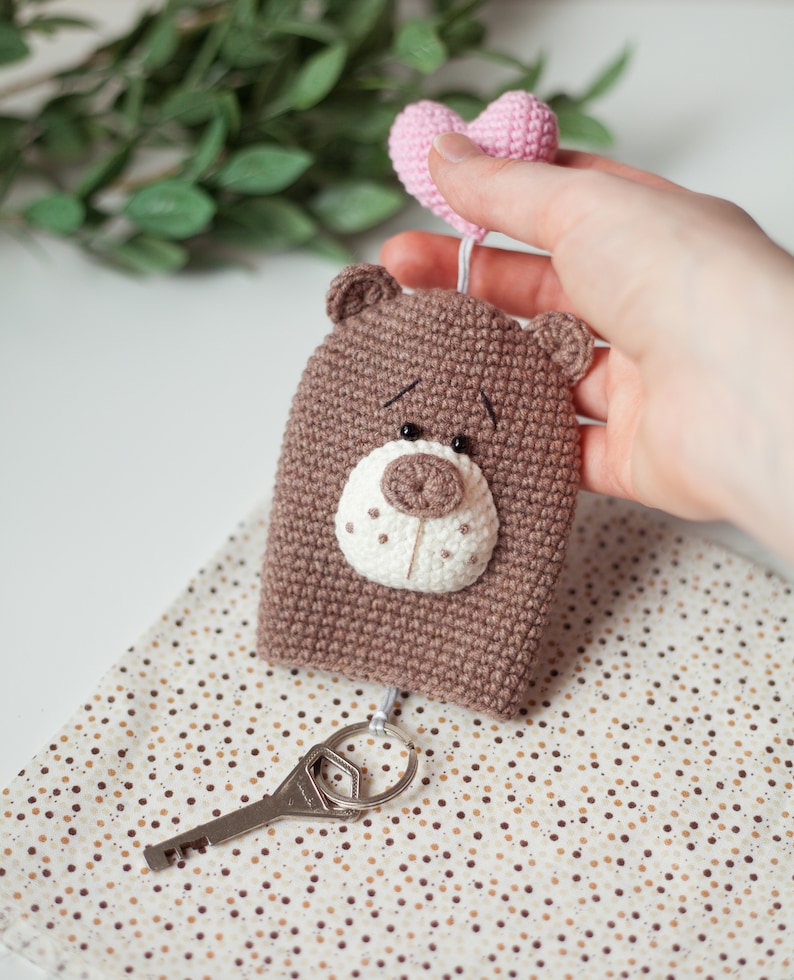 Key Cover Crochet Pattern PDF Valentine's Day Bear With - Etsy