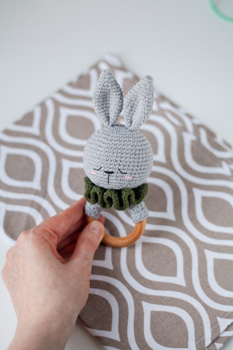 Bunny Baby Rattle Crochet Pattern, Amigurumi Rabbit Easter Soft Toy ...