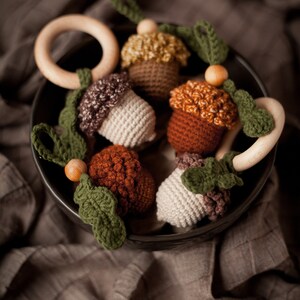 Acorn Baby Rattle PDF Crochet Pattern, Woodland Forest Toy for Newborn ...