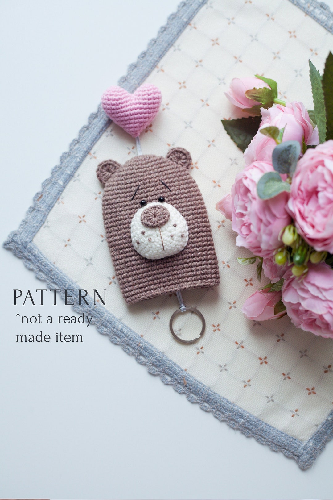 Key Cover Crochet Pattern PDF Valentine's Day Bear With Heart, Xoxo ...