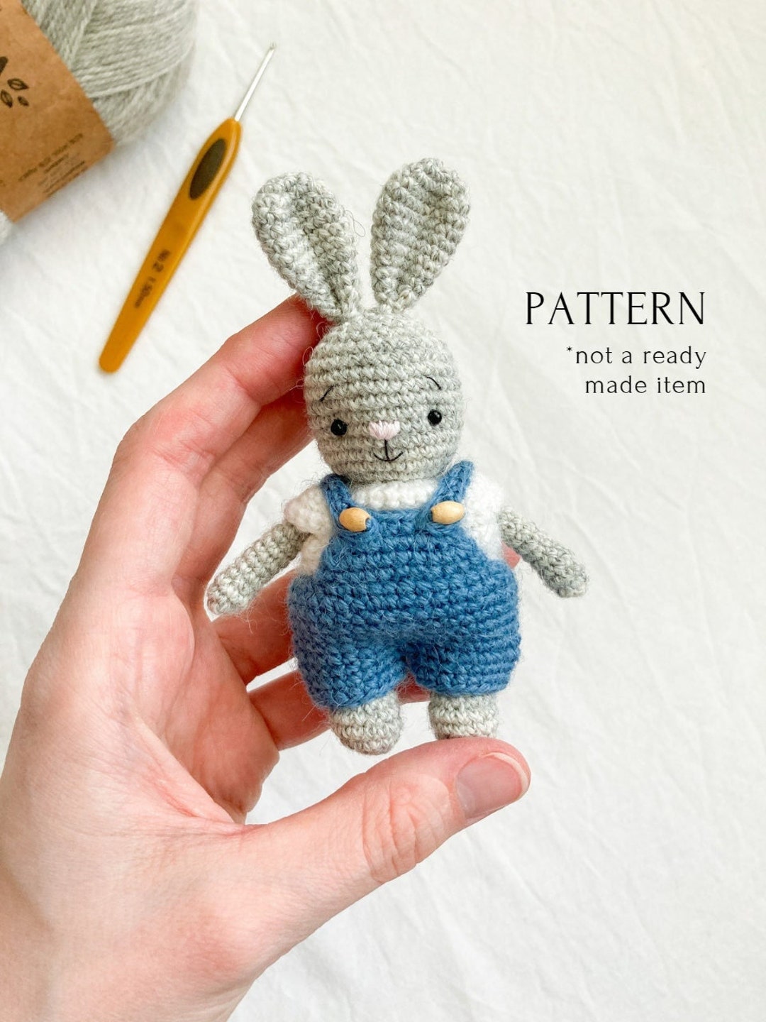 Crochet Pattern Rabbit in Overalls Outfit, VIDEO, Amigurumi Crochet ...