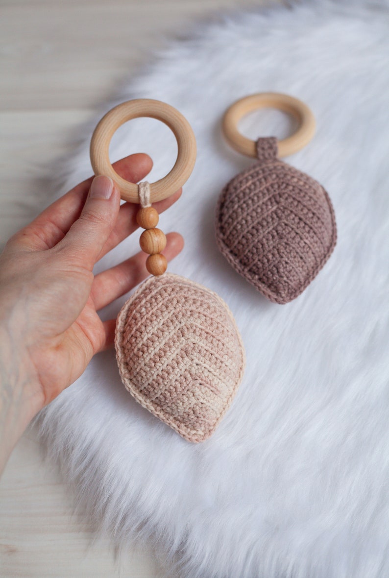 Leaf Baby Rattle PDF Crochet Pattern Teething Ring - Etsy