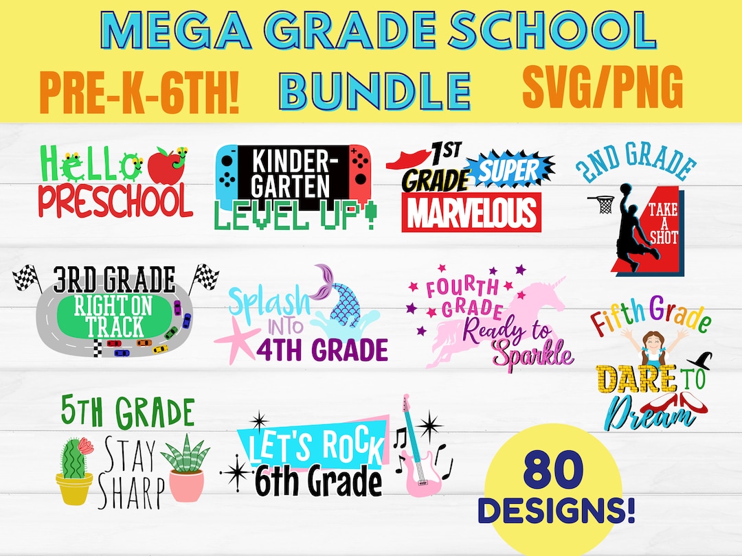 Back to School Clipart, Grade School Bundle, Back to School Png, First ...