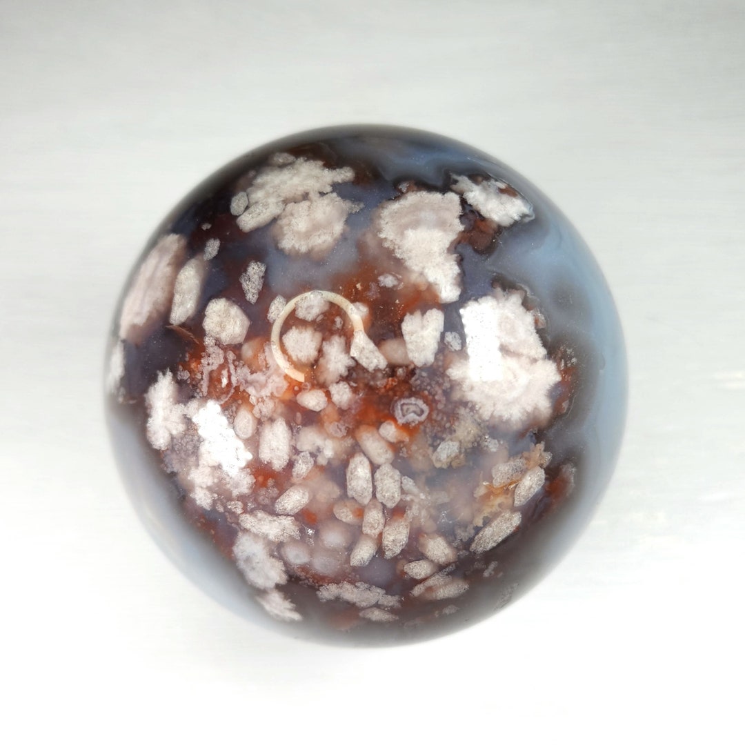 Large Dark Blue Flower Agate Sphere - Etsy