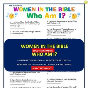 Women in the Bible Game Printable Women of the Bible Old Testament Quiz ...