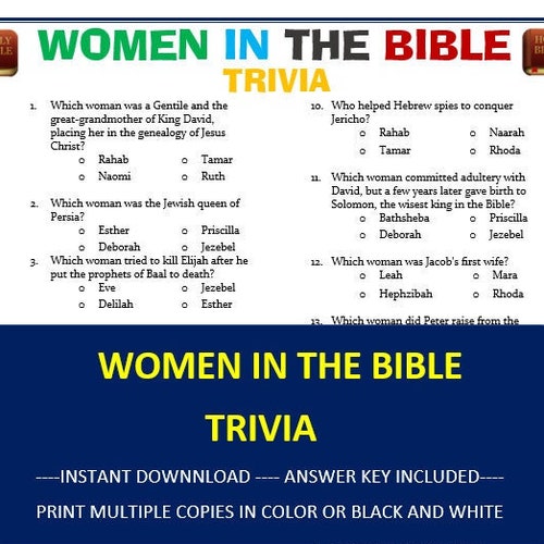 BIBLE TRIVIA Women of the Bible Bible Study Church - Etsy