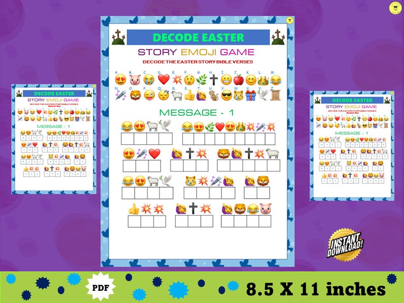 Juego Bíblico de Emoji de Pascua/ Decodifica los 12 versículos de la ...