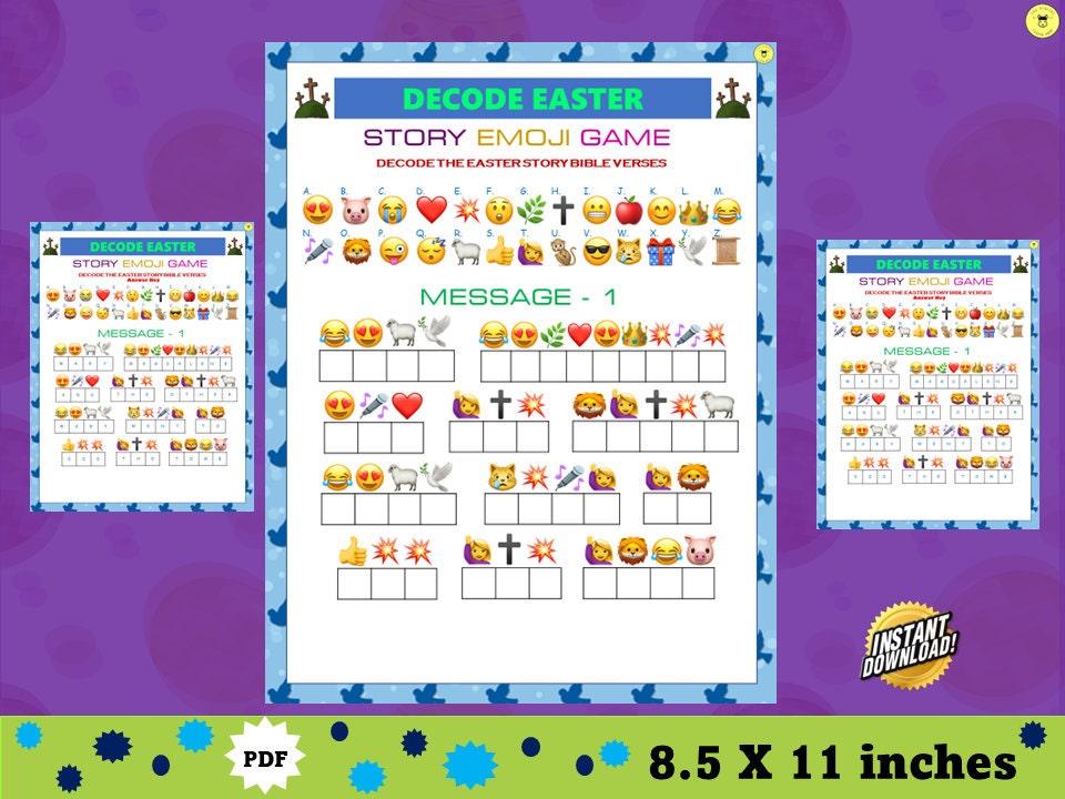 Juego Bíblico de Emoji de Pascua/ Decodifica los 12 versículos de la ...