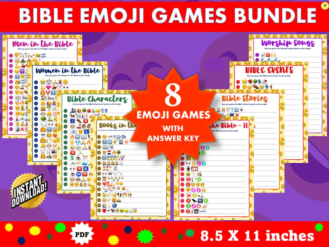Bible Emoji Games Printable Bundle Bible Emoji Quiz Bundle - Etsy