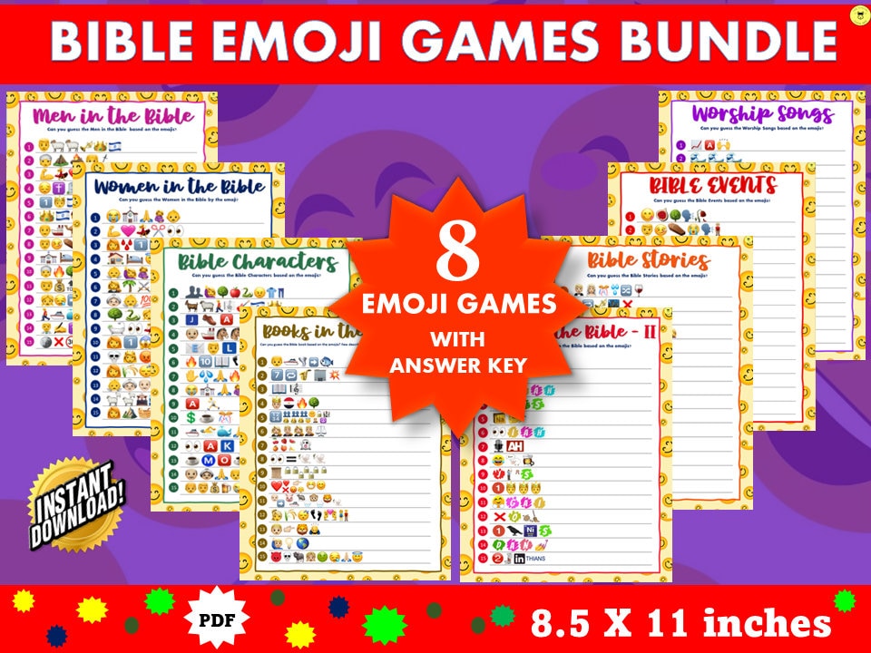 Bible Emoji Games Printable Bundle Bible Emoji Quiz Bundle - Etsy
