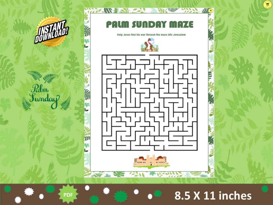 Palm Sunday Maze bible Palm Sunday Maze Game Printable Instant Download ...