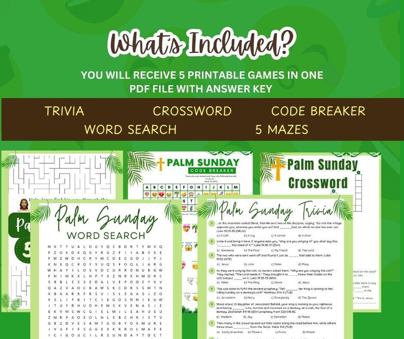 Palm Sunday Games Bundle: Church Activities for Kids & Adults ...