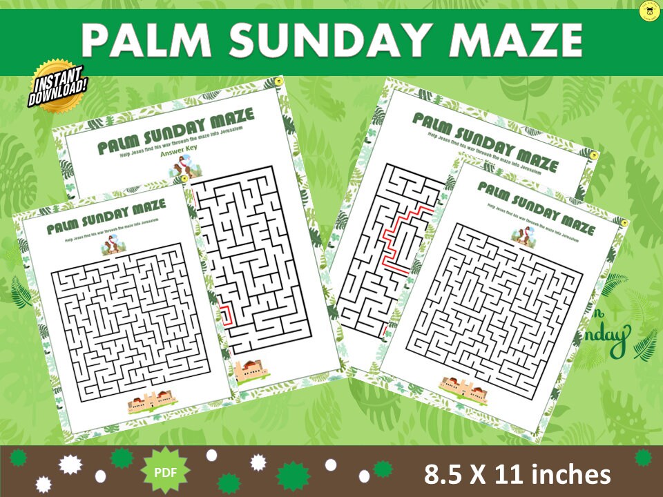 Palm Sunday Maze bible Palm Sunday Maze Game Printable Instant Download ...