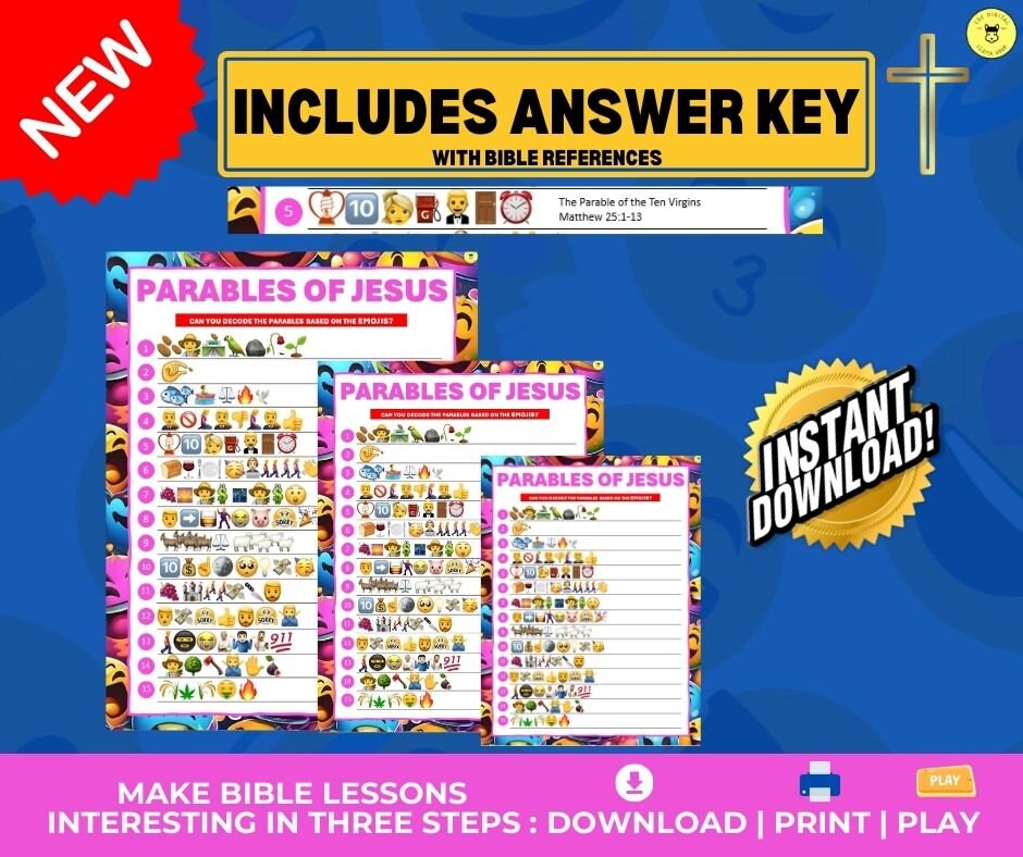 Bible Parables Emoji Game: Church Study Activity (instant Download) - Etsy
