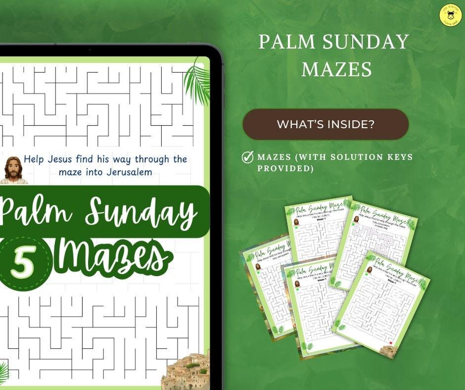 Palm Sunday Maze |bible Palm Sunday Maze Game Printable | Instant ...