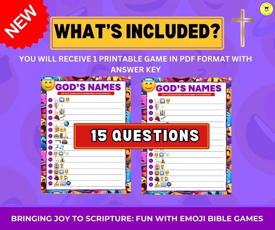 Bible God's Names Emoji Game Printable | God's Names From the Bible ...