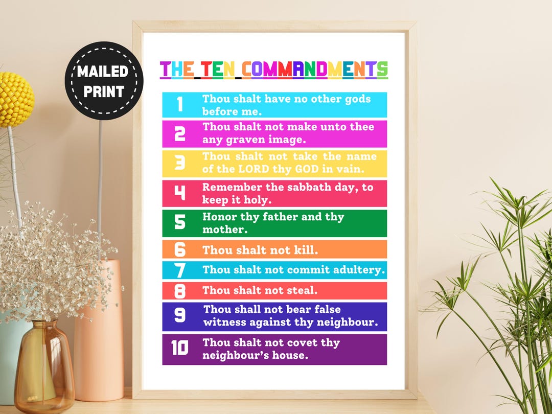 Ten Commandments Poster: KJV Bible Verses, Religious Wall Art - Etsy