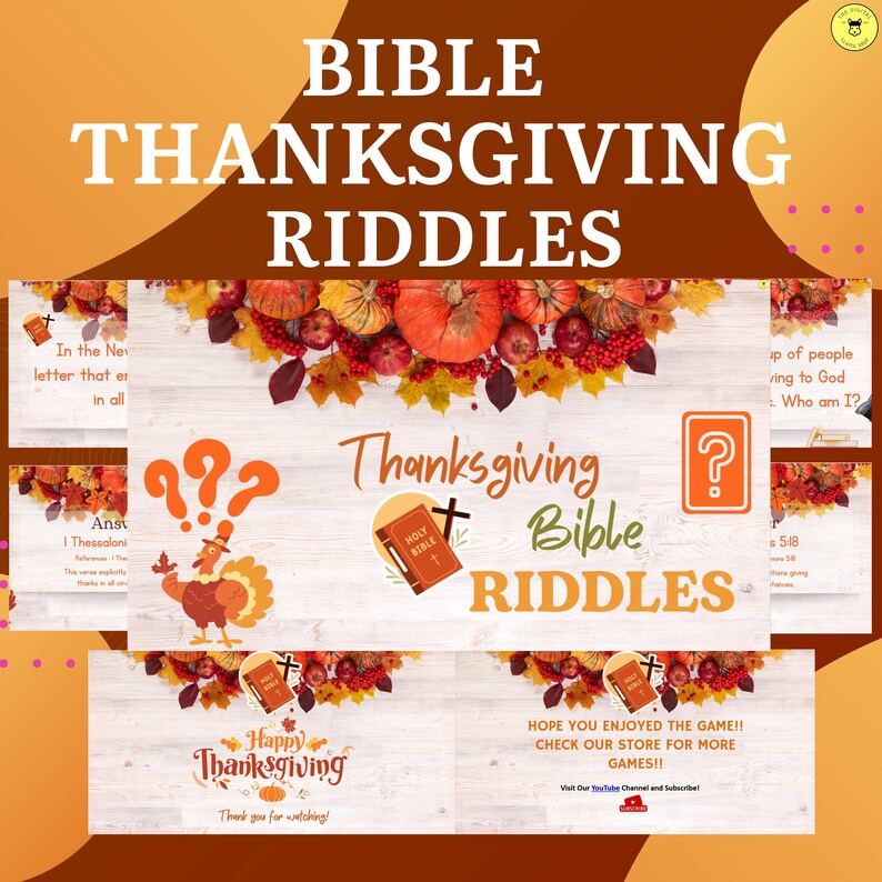 Thanksgiving Bible Riddles Quiz: Church Trivia Game (instant Download ...