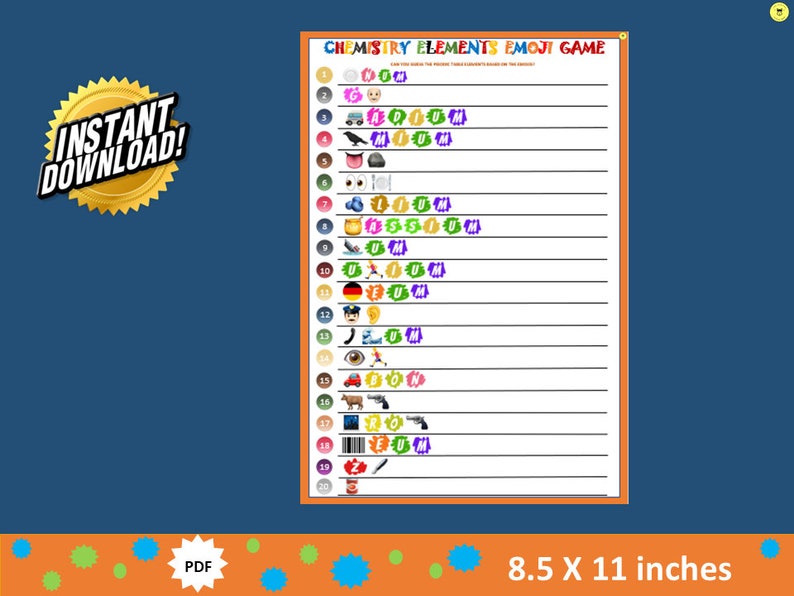 Chemistry Periodic Table Emoji Game| Chemistry Game | Instant Download ...