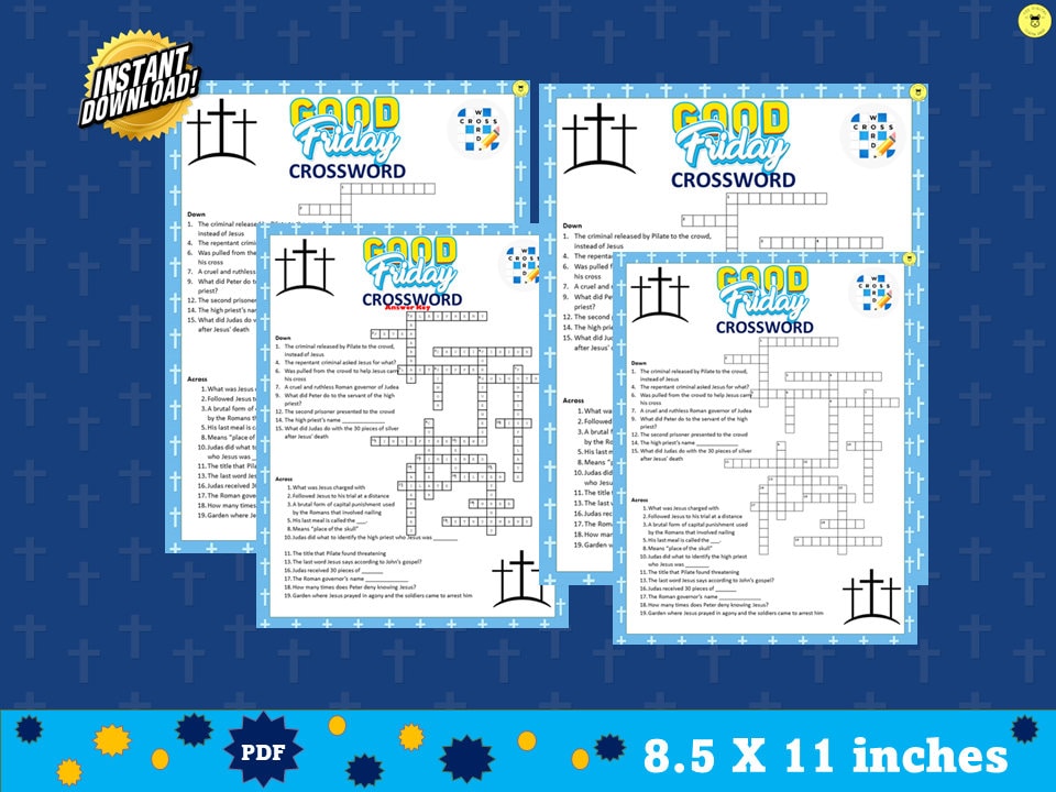 Good Friday Crossword Puzzle: Bible Study Game (PDF) - Etsy