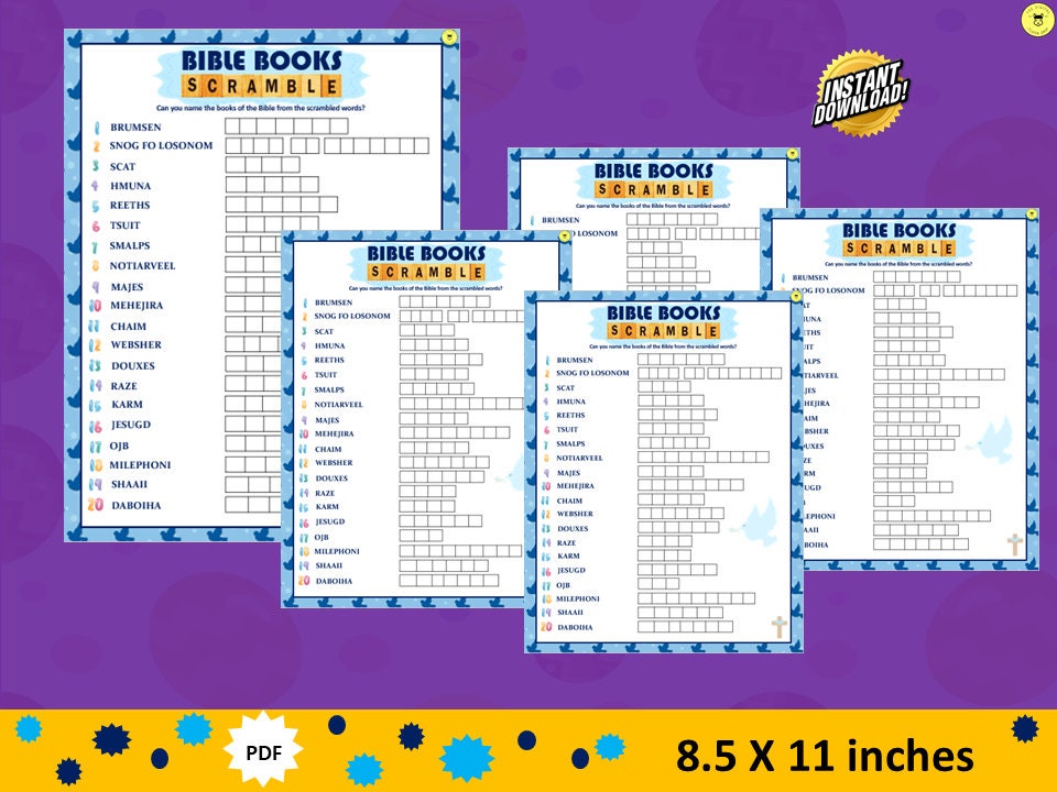 Bible Books Scramble Printable |church and Bible Activity for Kids and ...
