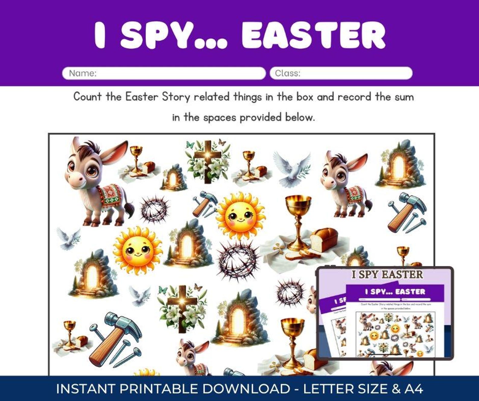Easter Bible I Spy | I Spy Bible Easter Printable |church and Bible ...