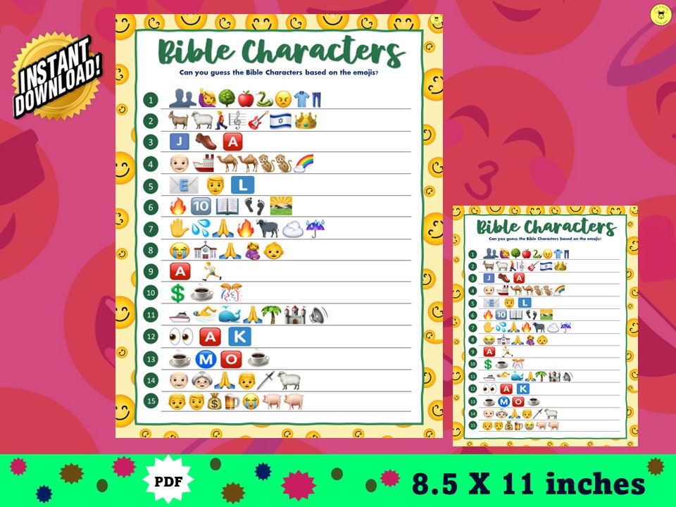 Bible Characters Emoji Game Printable Characters From the - Etsy