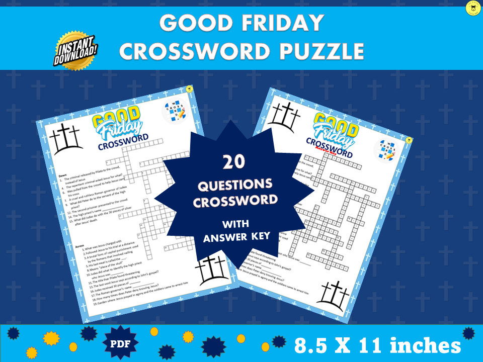 Good Friday Crossword Puzzle: Bible Study Game (PDF) - Etsy
