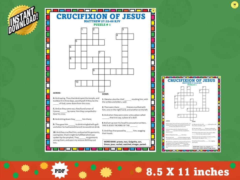 Crucigrama bíblico / Crucifixión de Jesús Crucigramas / Biblia - Etsy ...