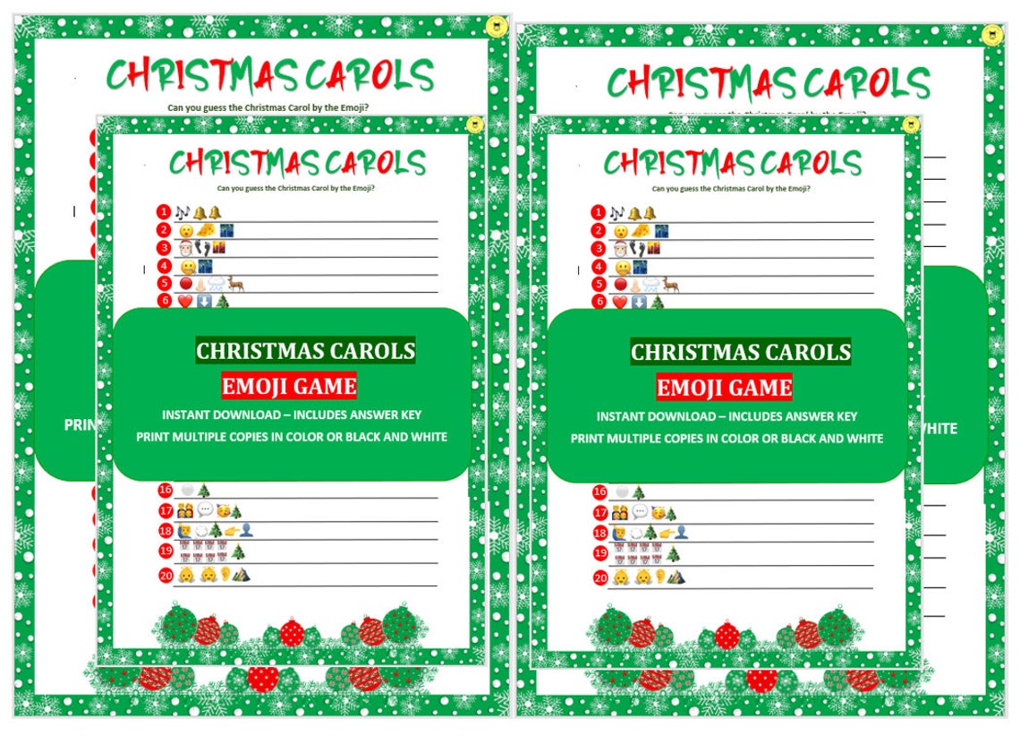 Christmas Carols Emoji Game: Printable Quiz (instant Download) - Etsy
