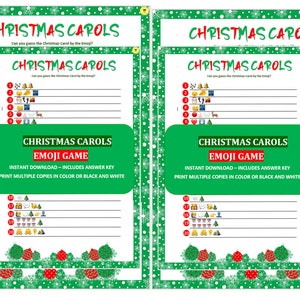 Christmas Carols Emoji Game: Printable Quiz (instant Download) - Etsy