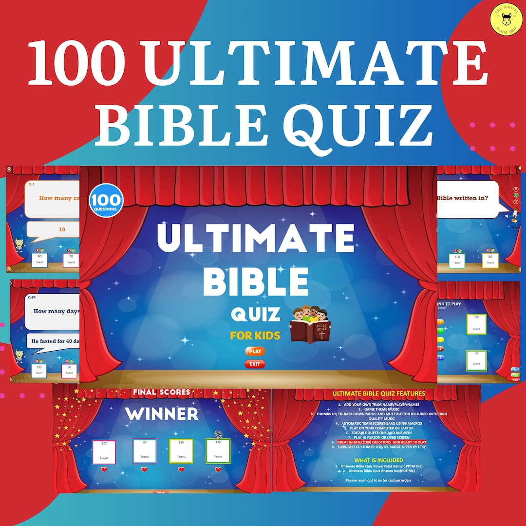 Bible Ultimate Quiz | 100 Questions | Bible Games for Kids and Young ...