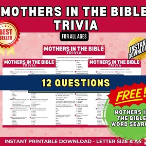 Bible Mothers Trivia Game Printable | Mothers in the Bible Quiz |church ...