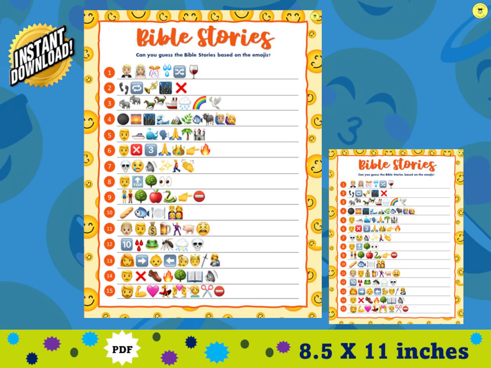 Bible Emoji Game Bible Stories Printable Bible Stories Quiz church and ...
