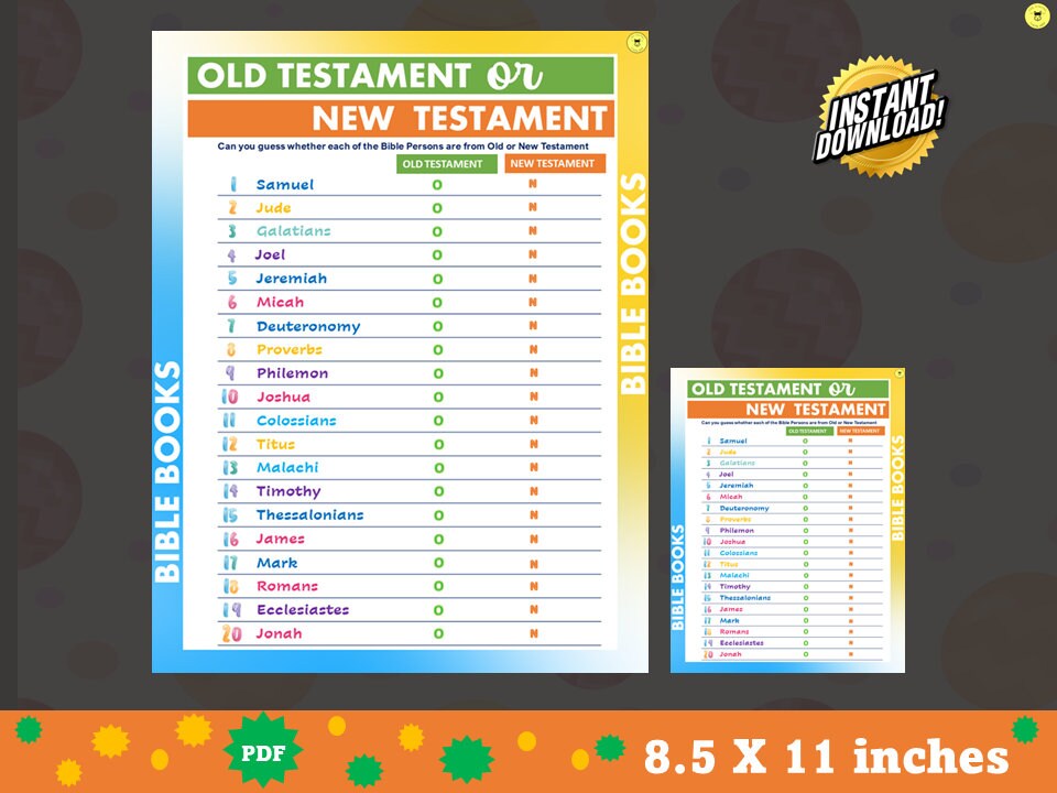 Guess Bible Books: Old Vs New Testament Game (instant Download) - Etsy