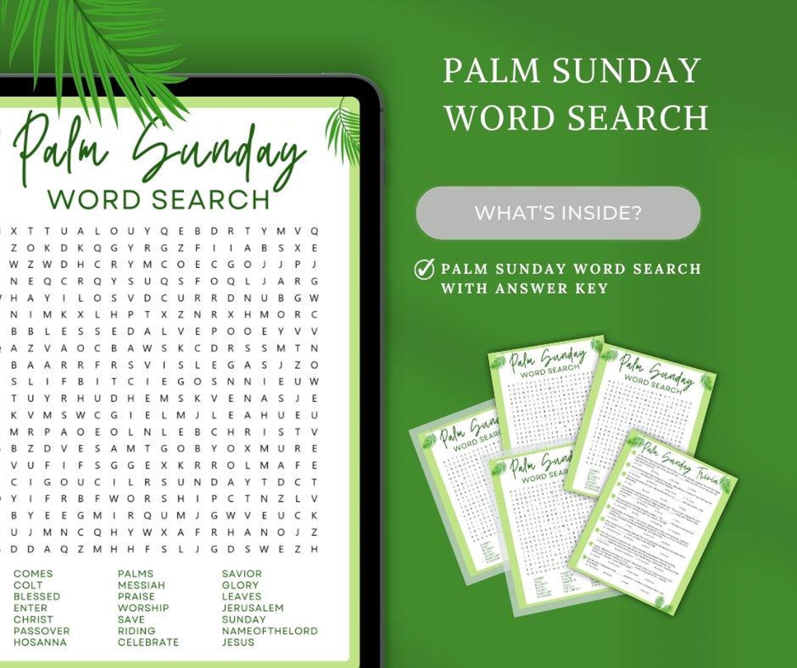 Palm Sunday Word Search |bible Palm Sunday Game Printable | Instant ...