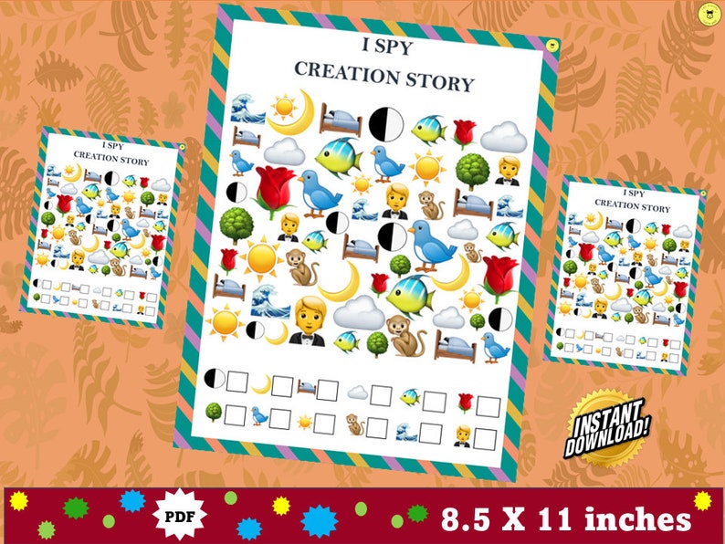 Creation Story I Spy Printable Game: Kids & Adults Activity (instant ...
