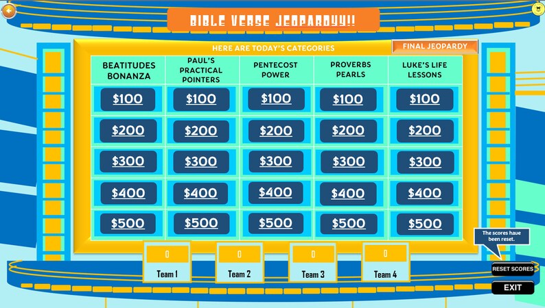 Bible Verses Jeopardy Game: Trivia Party, Zoom Church Activity (instant ...