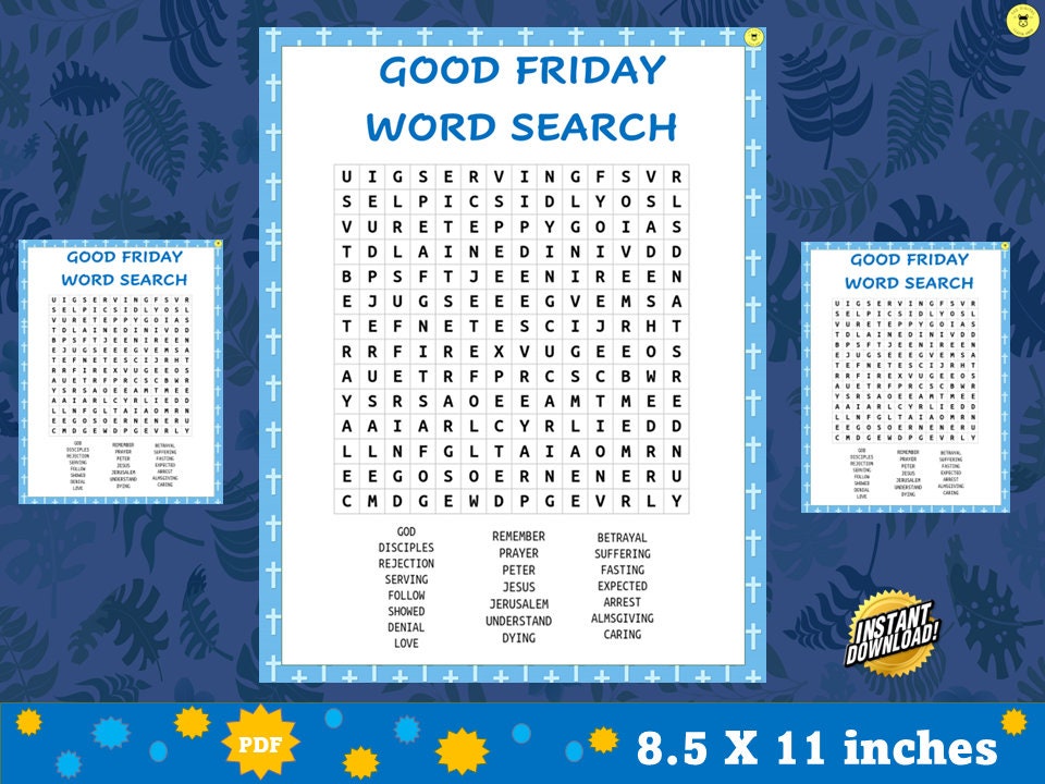 Good Friday Word Search |good Friday Activity Printable | Instant ...