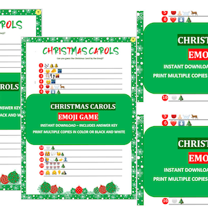 Christmas Carols Emoji Game: Printable Quiz (instant Download) - Etsy