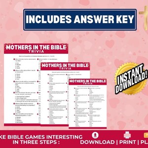 Bible Mothers Trivia Game Printable | Mothers in the Bible Quiz |church ...