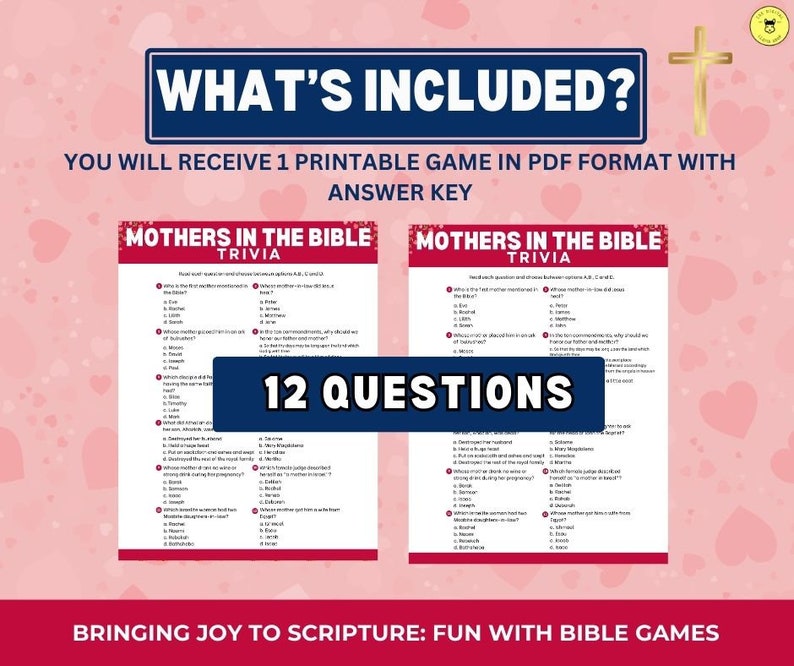 Bible Mothers Trivia Game Printable | Mothers in the Bible Quiz |church ...
