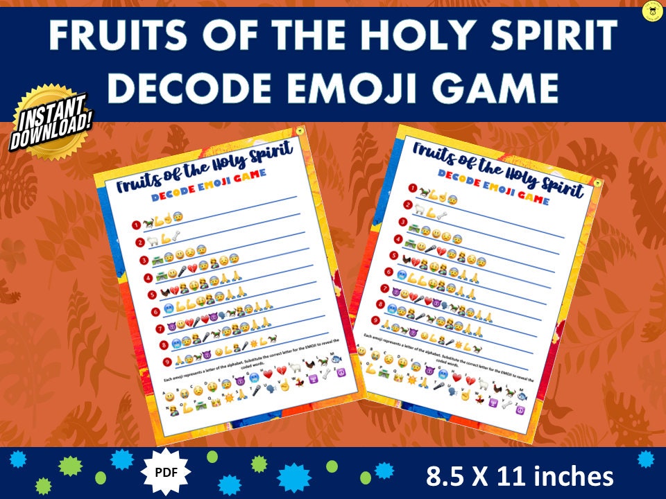 Fruits of the Holy Spirit Emoji Decode Game: Fun Printable (instant ...