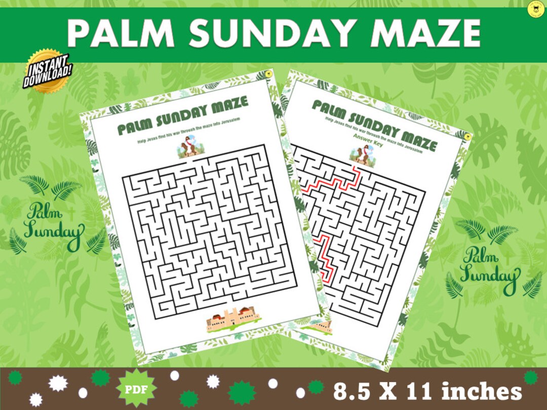 Palm Sunday Maze bible Palm Sunday Maze Game Printable Instant Download ...