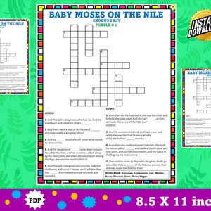 Baby Moses Crossword Puzzle: Bible Study Activity (PDF Download) - Etsy