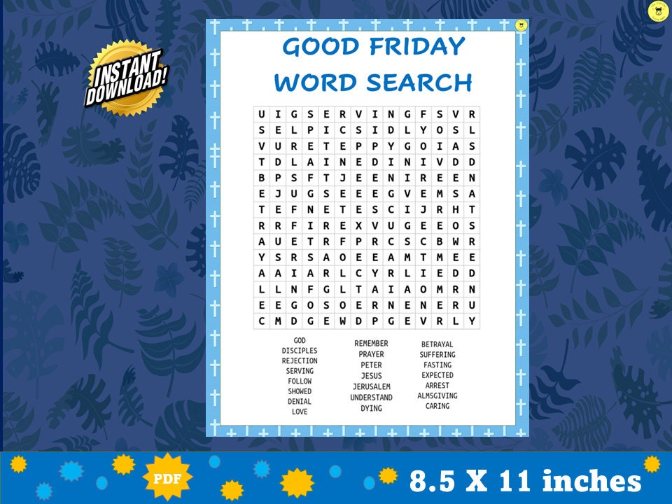 Good Friday Word Search |good Friday Activity Printable | Instant ...